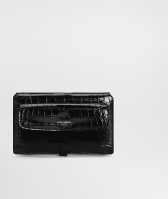 Dolce & Gabbana Crossbody-minitasche Aus Alligatorleder - Mann Schultertasche Schwarz Onesize