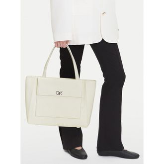 Calvin Klein Handtasche Calvin Klein Ck Medium Shopper_Tex K60K613178 Wei&szlig;