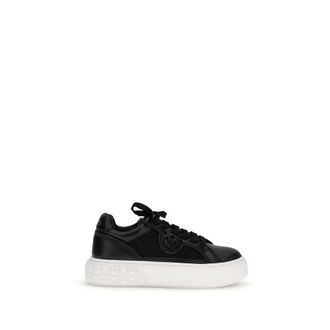 Pinko Schwarze Kalbsleder Bos Taurus Plattform-Sneaker