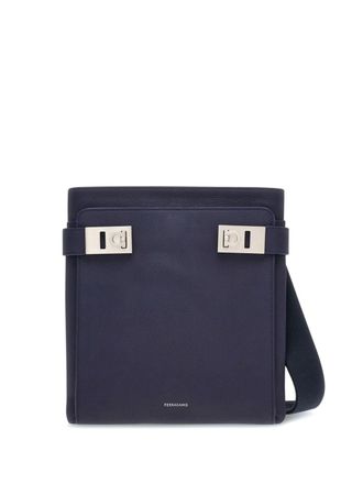 Ferragamo sac porté épaule en cuir à boucle Gancini - Bleu