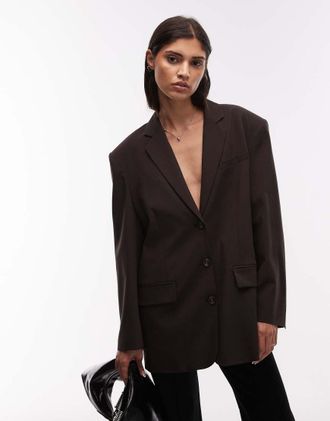 Asos Einreihiger Oversize-Blazer in Schokobraun-Brown