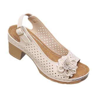 Generic Sandales Femme Grande taille Talons Hauts Bout Ouvert fleurs Creux Bride Cheville Boucle &eacute;t&eacute; Boho Escarpins Sandales Chic Et Elegant 40