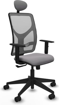 Piqueras y Crespo Schreibtischstuhl, Grau, Rollen, mit 1D-Armlehnen, h&ouml;henverstellbare Lendenwirbelst&uuml;tze und festes Kopfteil, ausgestattet mit 3 Positionen und Schneid