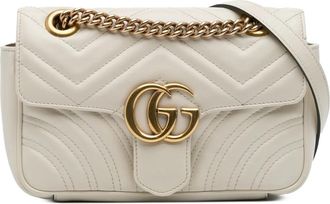 Gucci Hobo Bags - Small GG Marmont Matelasse Leather Shoulder Bag - Gr. unisize - in Wei&szlig; - f&uuml;r Damen