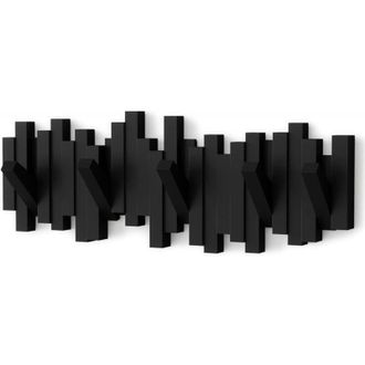 Angel Cerd&aacute; Porte-manteau mural moderne, porte-manteau cr&eacute;atif pour touches de piano avec 5 crochets pliants, noir