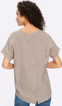 Heine Klassische Bluse Leinenbluse Kurzarm