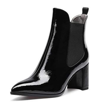 Castamere Femme Bottines Bloc Heel Bottes Chelsea 7.5CM Heels Verni Noir Chaussures EU 45