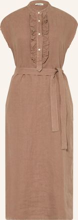 SoSUE Sosue Leinenkleid Mit R&uuml;schen braun
