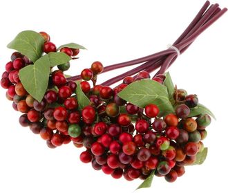 Baoblaze Künstliche Frucht Beerblumen Blumenstrauß für Dekoration, Dunkelrot