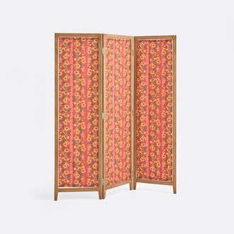 La Redoute Interieurs Paravent Pliable En Acacia 3 Panneaux Tissu Avec Motif Fleurs Valeria