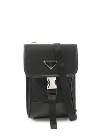 Prada sac porté épaule à plaque logo (années 2020) - Noir