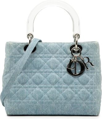 Dior Hobo Bags - Medium Denim Cannage Acrylic Handles Lady Dior - Gr. unisize - in Blau - f&uuml;r Damen