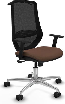 Piqueras y Crespo B&uuml;rostuhl mit 1D-Armen, h&ouml;henverstellbare Lendenwirbelst&uuml;tze, ausgestattet mit Sincro 4 Positionen und injiziertem Schaumstoff, Schwarz/Dunkelbraun