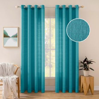Miulee 2er Set Voile Vorhang Sheer Leinenvorhang mit Ösen Transparente Unregelmäßige Textur Gardine Ösenschal Fensterschal Lichtdurchlässig für Schlafzimmer 