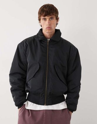 Weekday Bomber oversize avec col - Noir