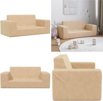 vidaXL vidaXL Canapé pour enfants à 2 places Crème Peluche douce