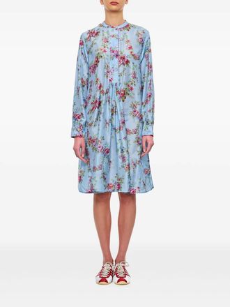 P&eacute;ro robe fleurie &agrave; manches longues - Bleu