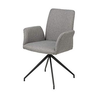 Selsey SORIC - Drehsessel mit Stoffbezug in Grau, Metallgestell in Schwarz - ergonomisch - modern, 59 cm breit