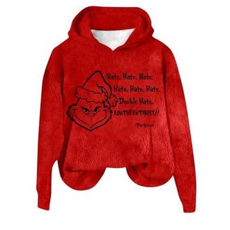 Generic Le Grinch Sweat Femme A Capuche Pulls Pyjama Hiver Polaire Vêtements De The Sweet Oversize Adulte Costume Pull Chaud Moche Vetement Pilou Noël Noel Ch