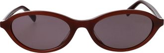 Emporio Armani Lunettes de soleil ovales audacieuses en ac&eacute;tate - Femme - Accessoires - Brun - Taille: 52 MM