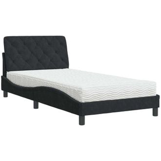 vidaXL Bett mit Matratze Schwarz 100x200 cm Samt Vidaxl