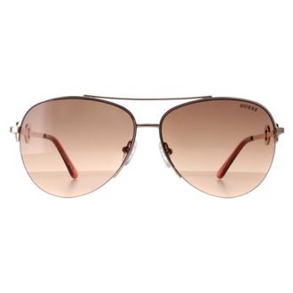 Guess GF6171 28F gl&auml;nzende Sonnenbrille mit braunem Farbverlauf in Ros&eacute;gold