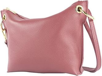modamoda.de T243 Petit sac à bandoulière en cuir fabriqué en Italie, vieux rose, Small