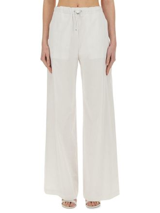 Moschino Wide Leg Cotton Trousers - White
