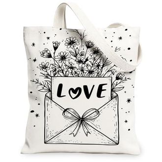 Generic Sacs fourre-tout en toile florale, sacs &agrave; provisions r&eacute;utilisables, sacs &agrave; provisions r&eacute;utilisables, l&eacute;gers et lavables, blanc, 13x15 Inch