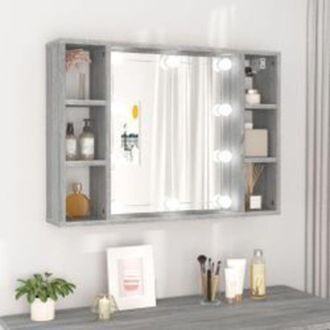 Les Tendances Armoire &agrave; miroir avec LED Sonoma gris 76x15x55