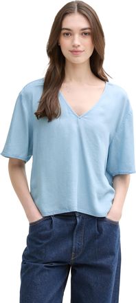 Tom Tailor Damen 1046627 Bluse, 10151-Light Stone Bright Blue Denim, XXL