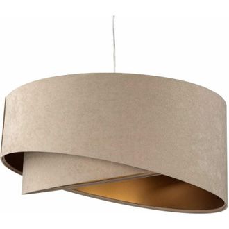 Licht-Erlebnisse Licht-erlebnisse - H&auml;ngeleuchte Stoff Schirm Beige Gold 50 cm rund wohnlich E27