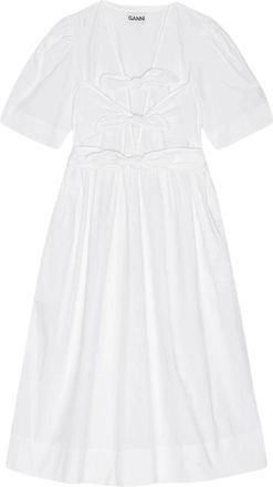 Ganni Femme, Robes, Blanc, Taille: 42 FR W0306 Robe Midi en Coton Stretch