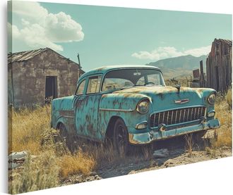 Islandburner Bild auf Leinwand Altes Auto in der W&uuml;ste Bilder Wandbilder Poster
