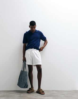 Abercrombie & Fitch Strukturierte Schlupf-Shorts in Wei&szlig;, 6 Zoll Schrittl&auml;nge