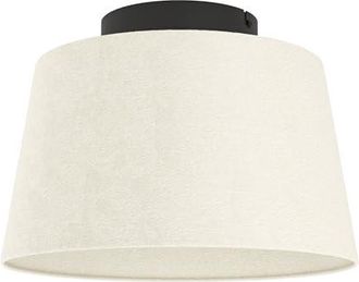 Eglo Deckenlampe Febres, Deckenleuchte aus Bouclé Stoff, Wohnzimmerlampe aus Metall in Schwarz und Textil in Weiß, E27 Fassung, Ø 35 cm