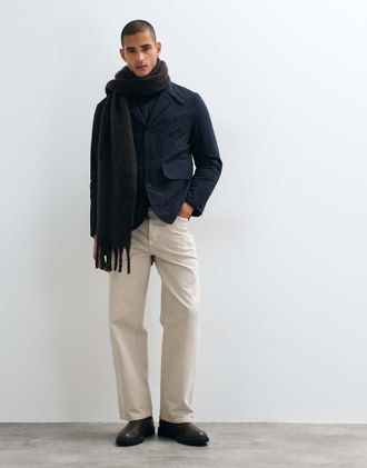 Mango veste matelass&eacute;e &agrave; col montant bleu marine