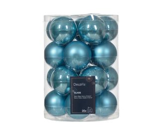 Kaemingk Weihnachtskugeln Glas 6cm x 20 St&uuml;ck Christbaumkugeln Zuckerblau hellblau - hellt&uuml;rkis - t&uuml;rkisblau - himmelblau