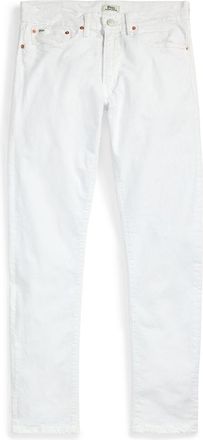 Ralph Lauren Wei&szlig;e Low Stretch-Jeans The Sullivan mit Poloreiter-Stickerei, Slim in
