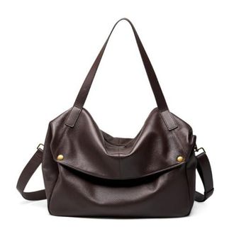 Generic Grand sac &agrave; bandouli&egrave;re pour femme - Sac fourre-tout en cuir v&eacute;ritable - Sac &agrave; main de travail v&eacute;g&eacute;talien - Sac &agrave; main Hobo souple - Sangle r&eacute;glable, 