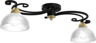 Licht-Erlebnisse Deckenlampe Glas Metall Schwarz Weiß Antik Messing Wohnzimmer Schlafzimmer 78 cm lang E27 blendarm Landhaus Deckenleuchte Küche PAREGRE