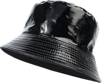Generic Chapeau bob en cuir couleur double chapeau de pêcheur chapeau de bain de soleil dextérieur chapeau de voyage pliable pour hommes multicolore en option