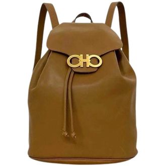 Ferragamo Sac &agrave; dos en cuir Pre-owned - Femme - Pre-owned - Brun - Taille: ONE Size