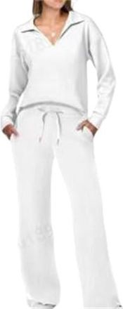 Generic Ensemble de détente pour femme - Tenue de voyage deux pièces - Ensemble de jogging pour femme - Jambe large - Vêtement de détente ample et confortable