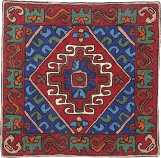 Guru Shop Kelim Kissenhülle Kaschmir, Bestickter Kissenbezug, Dekokissen aus Wolle - Muster 17, 40x40x1 cm