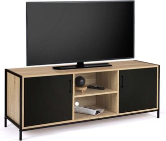 IDMarket Idmarket - TV-Möbel 140 cm boston 2 schwarze Türen Industriedesign