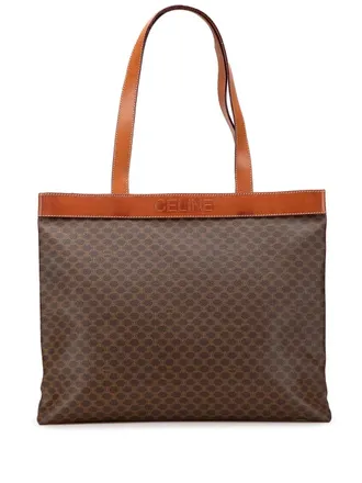 Celine sac &agrave; main en toile enduite Macadam (2007) - Marron