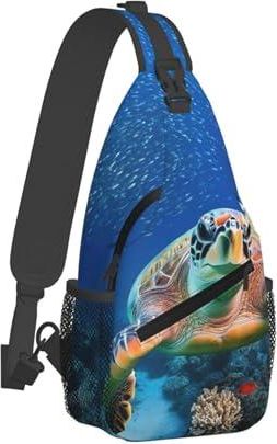 Generic R&eacute;glable Sacoche Tactique Tortues marines g&eacute;antes de loc&eacute;an Sac De Poitrine Casual Crossbody Bag pour Homme Femme Randonn&eacute;e