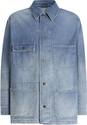 Dolce & Gabbana Homme, Vestes, Bleu, Taille: S Logo Plaque Denim Jacket