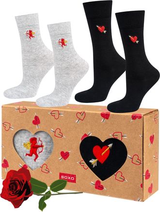 Soxo Valentinstag Geschenke F&uuml;r Liebsten Damen Socken Herren M&auml;nner 35-40/40-45 Set Valentinstag 2 Paar
